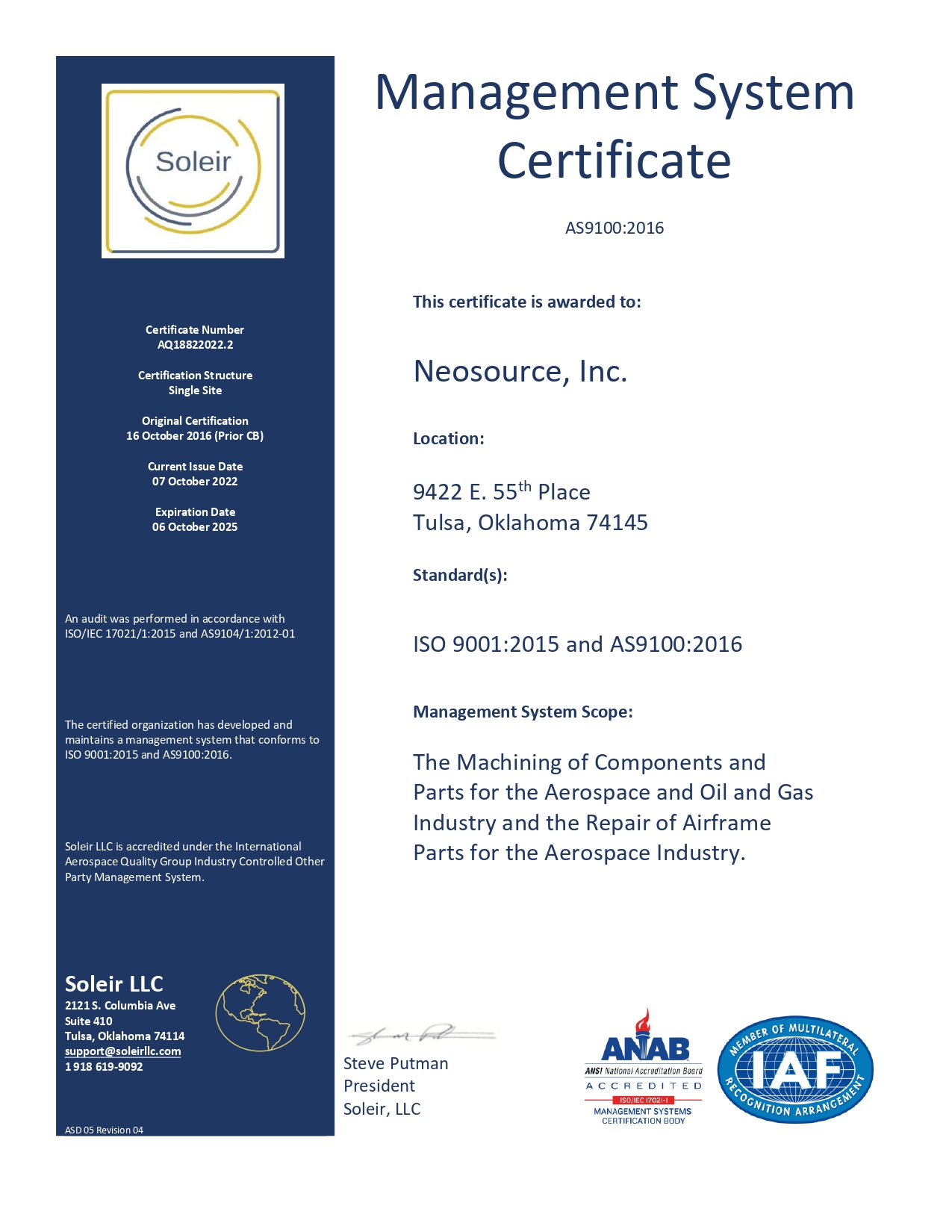 CERTIFICATIONS – Neo Source